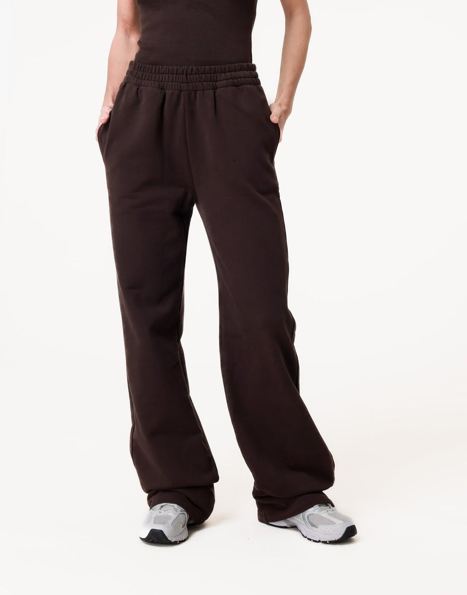 Donkerbruine Wijde Jogging - Broek | Olivia & Kate - Olivia & Kate