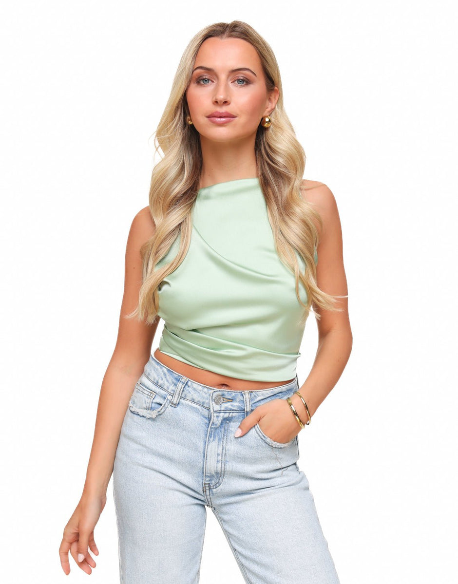 Mintgroene Satijnen Open Rug - Top | Olivia & Kate - Olivia & Kate