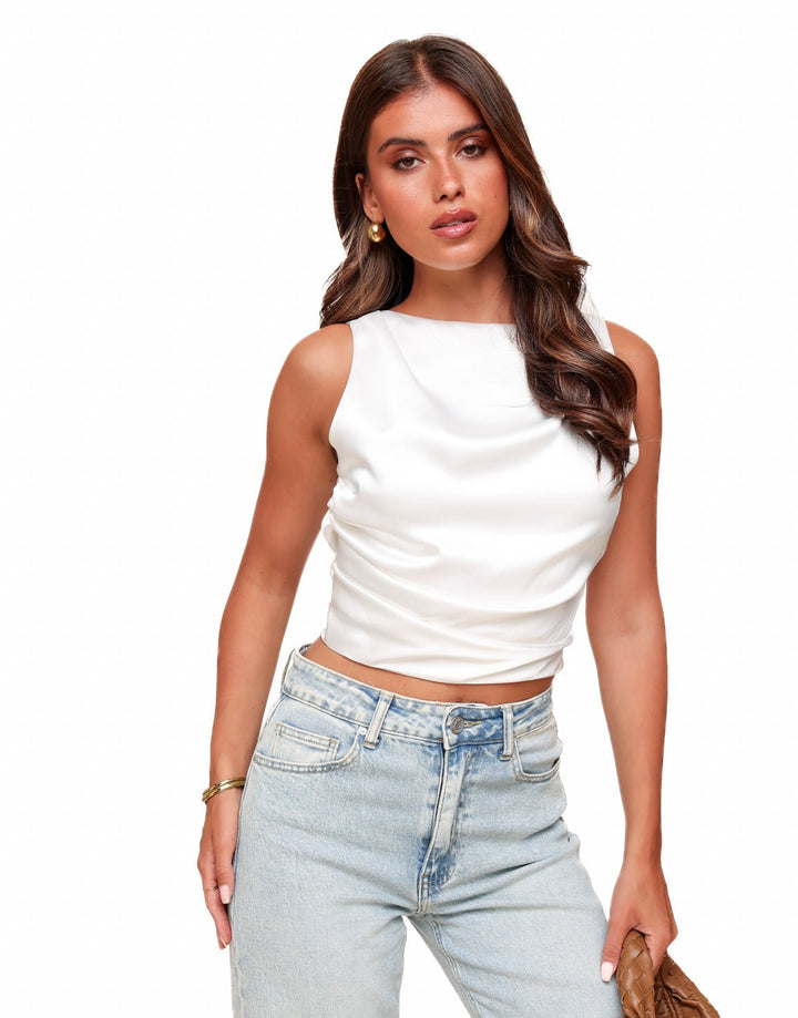 Witte Satijnen Open Rug - Top | Olivia & Kate - Olivia & Kate